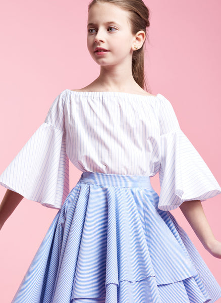 Airfish Chelsea Bell Sleeve Top in White Stripe – Hello Alyss ...